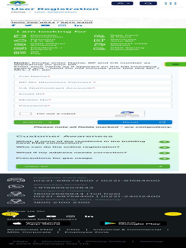 Mahanagar Gas PNG Provider User Registration Online | PDF