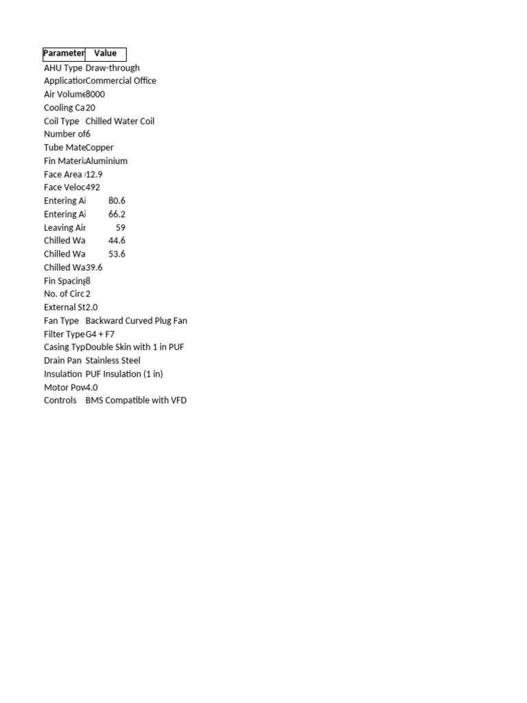 AHU Specifications for Commercial Use | PDF