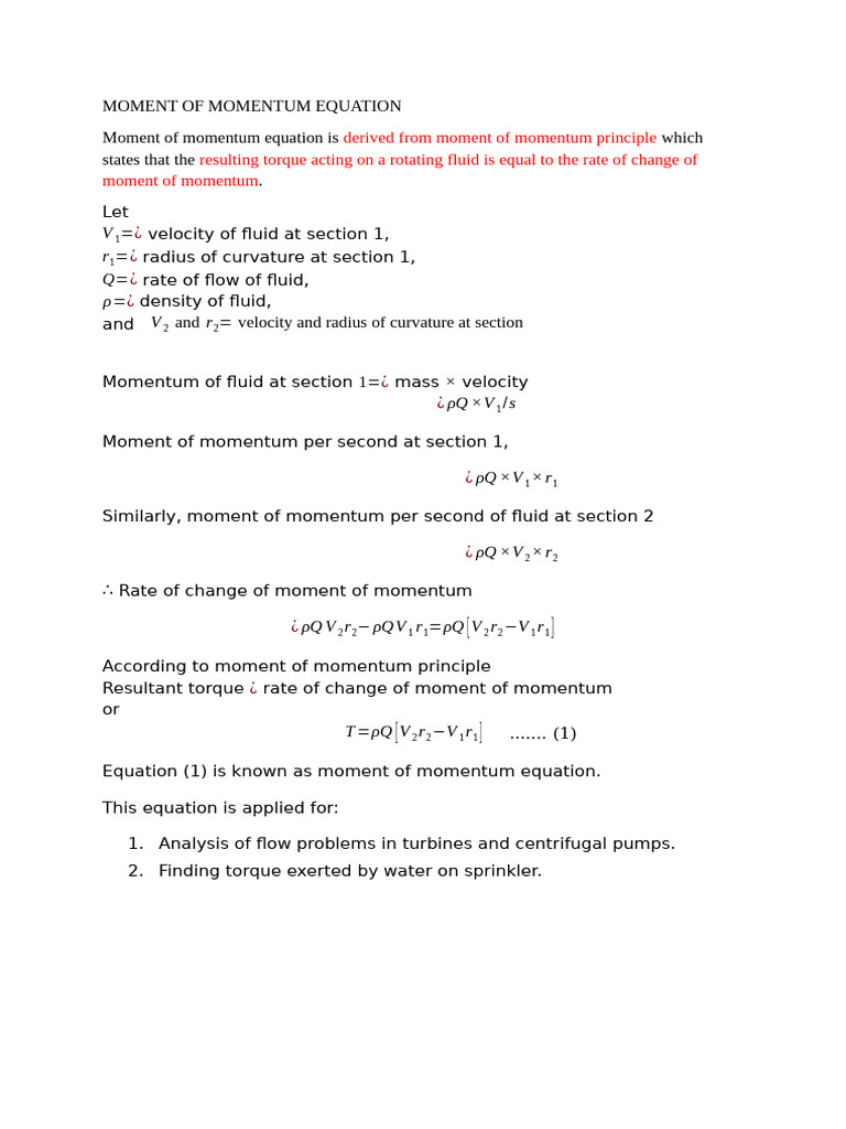 MOMENT OF MOMENTUM EQUATION | PDF | Angular Momentum | Torque