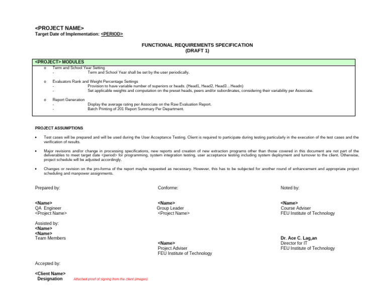 FRS Functional Requiremens Specification Form | PDF | Computer ...
