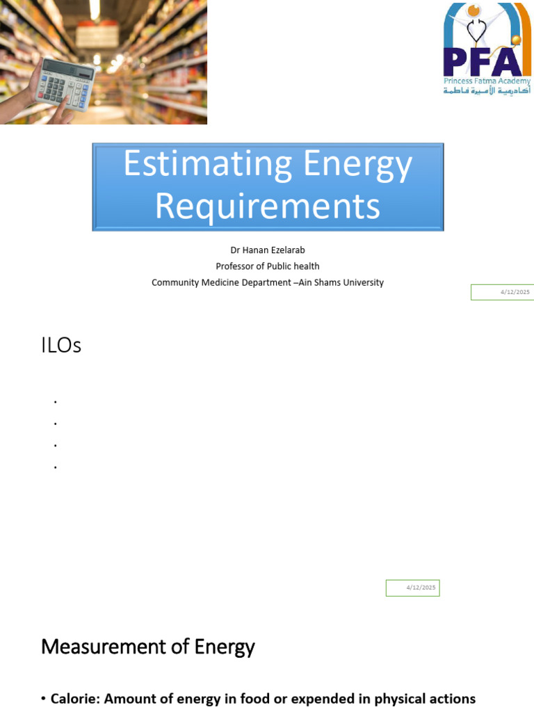 Estimating Energy Requirements | PDF | Calorie | Food Energy