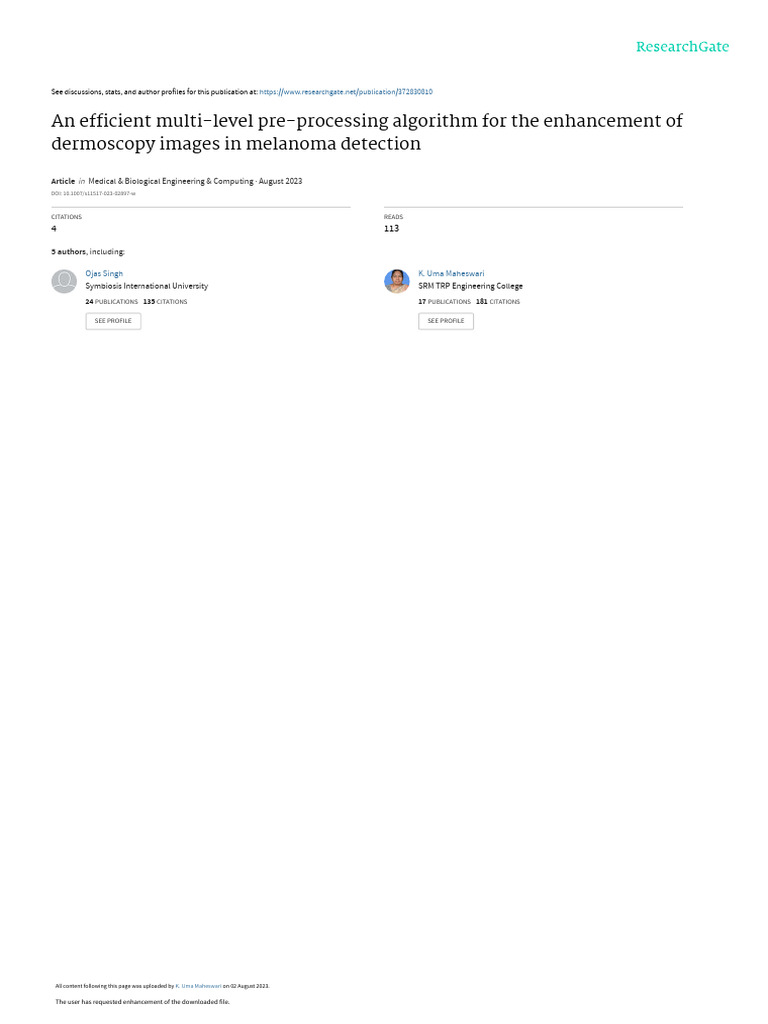An Efcient Multi‑Level Pre‑Processing Algorithm for the Enhancement | PDF | Image Segmentation ...
