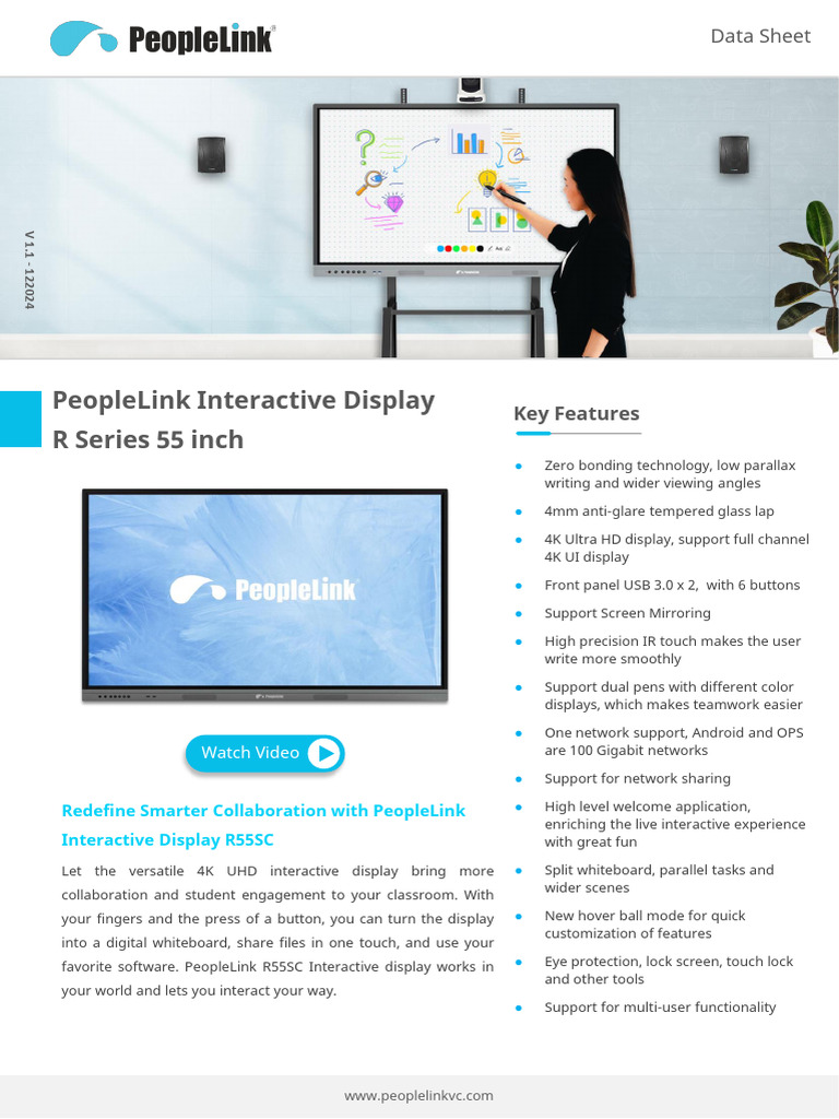 PeopleLink R55 55-Inch Interactive Display | PDF | Computing | Computer ...
