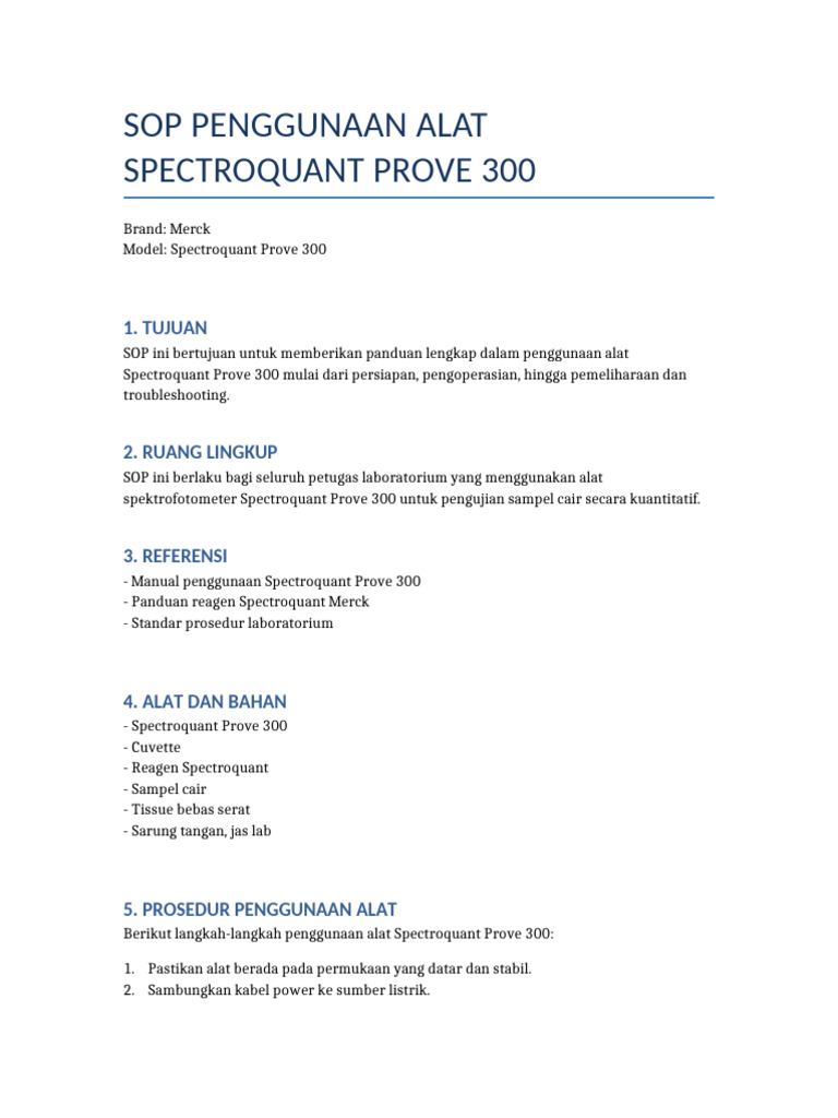 SOP Spectroquant Prove 300 Merck | PDF