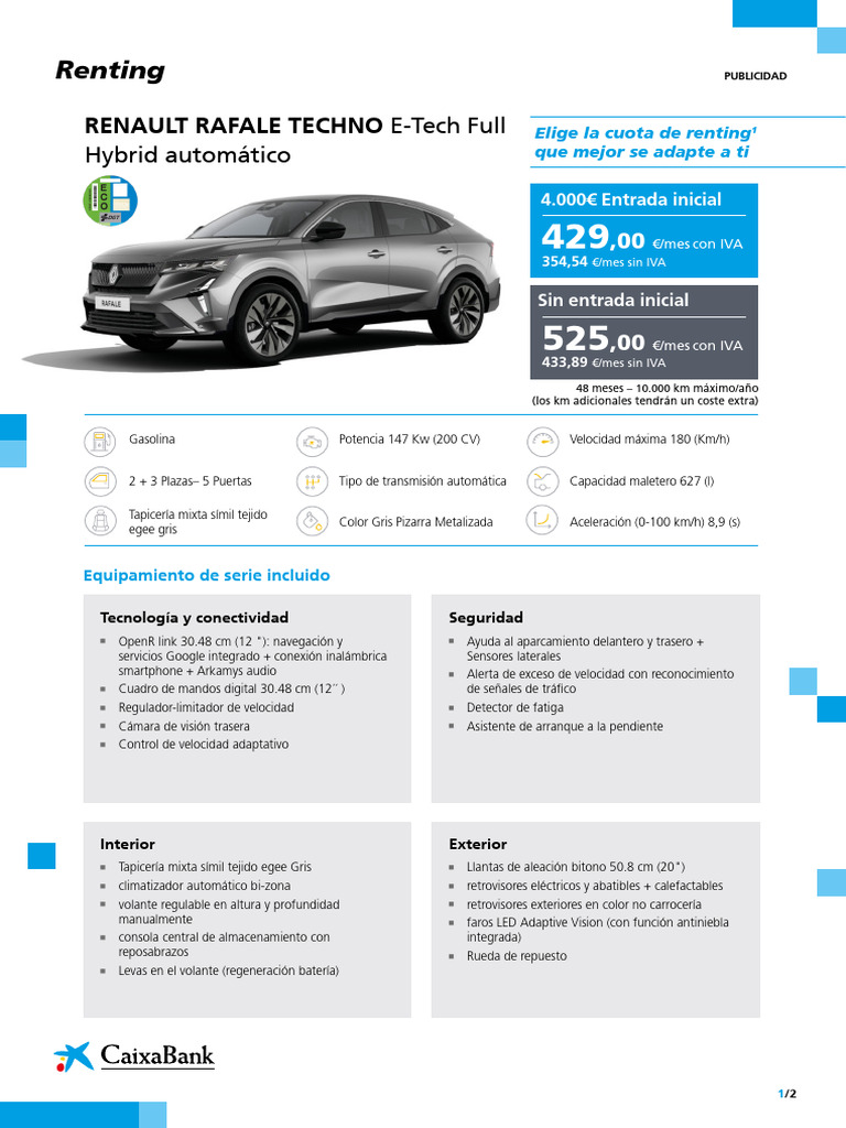 Renault Rafale Techno | PDF | Carros deportivos | Vehículo de motor