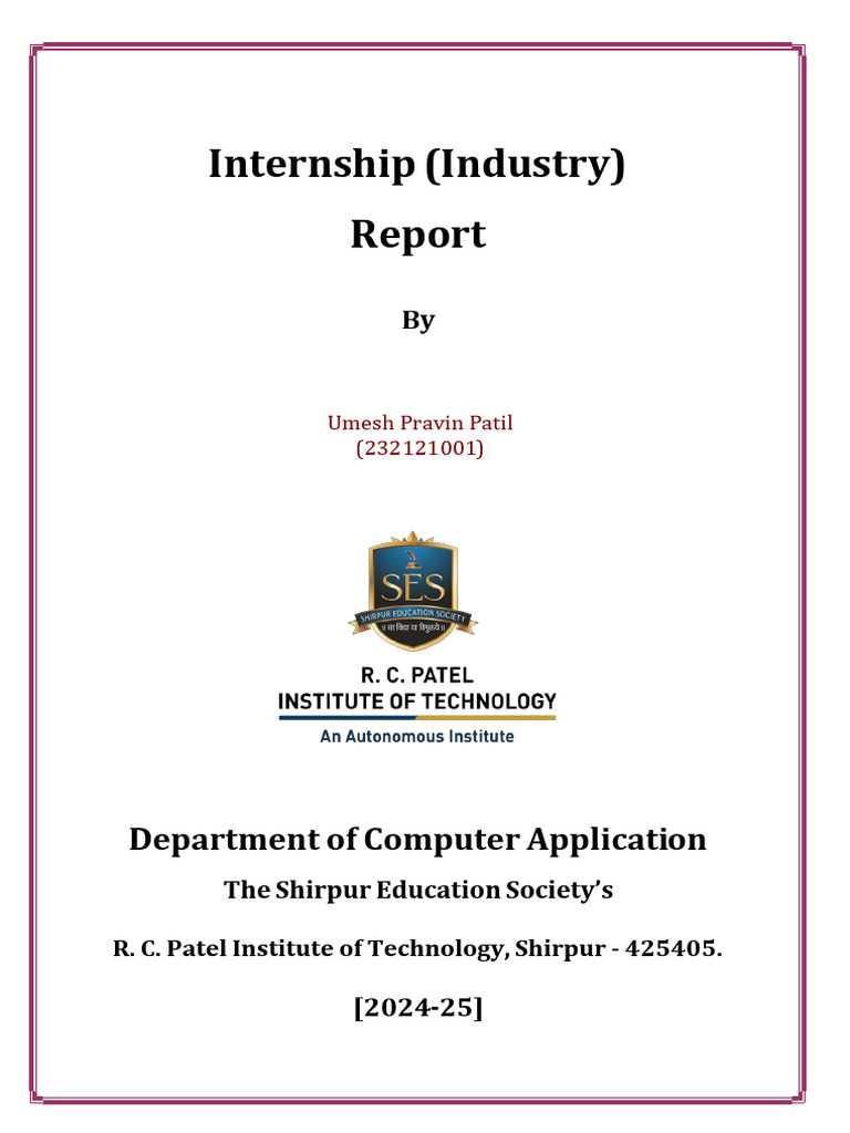 Internship Project Report Final Umesh | PDF | Databases | Electronic Health Record