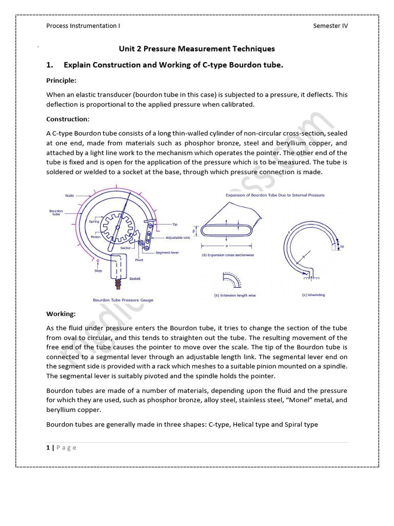 C-Type Bourdon Tube Construction & Working | PDF
