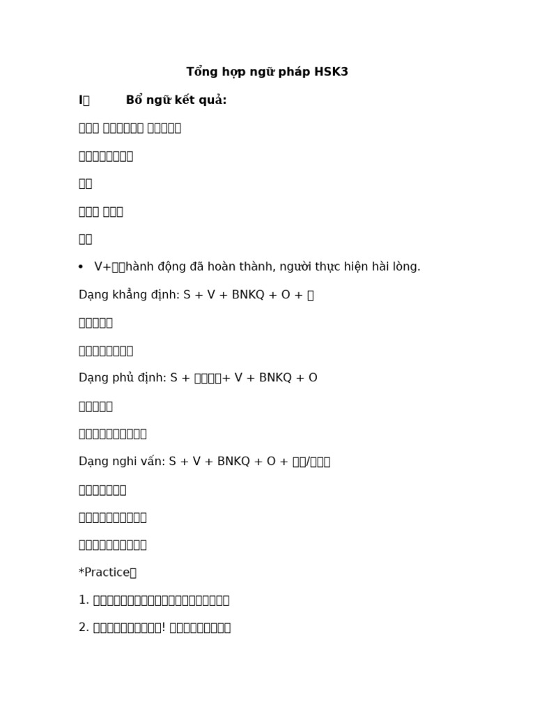 T NG H P NG Pháp HSK3 | PDF