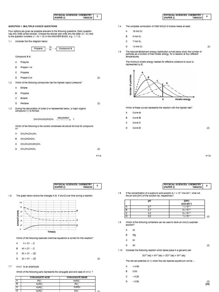 Microsoft Word - 10842 Physical Science P2 Eng | PDF | Acid | Chemical Equilibrium