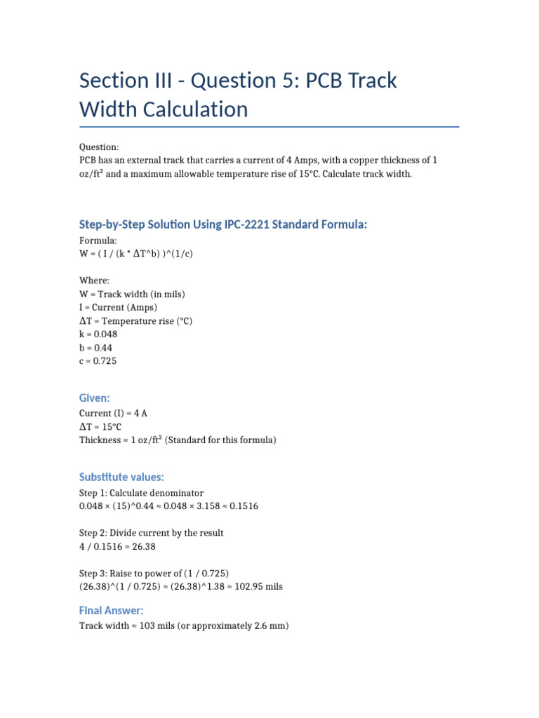 PCB Track Width Answer | PDF