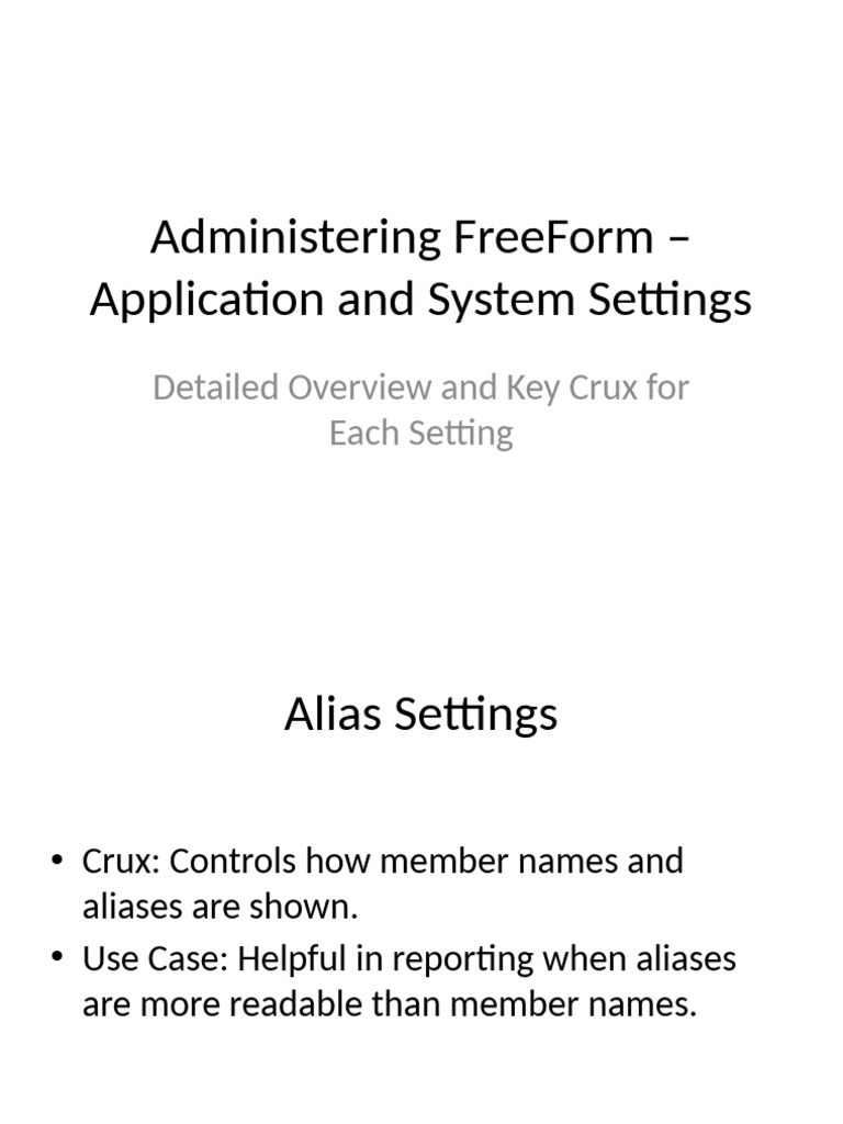 Administering FreeForm Settings Crux | PDF | Artificial Intelligence | Intelligence (AI) & Semantics