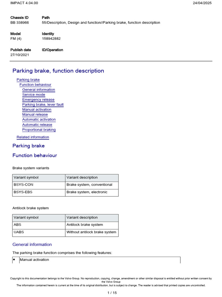 Parking Brake Function and Service Mode | PDF | Manual Transmission | Brake