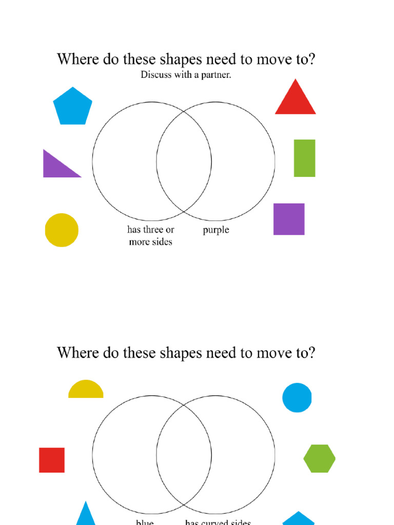Ven Diagram Sorting Shapes | PDF