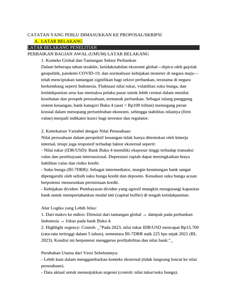Catatan Yang Perlu Dimasukkan Ke Proposal | PDF