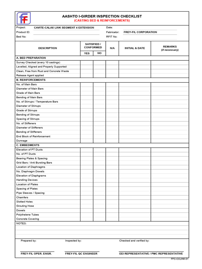Casting Bed & Reinforcement | PDF