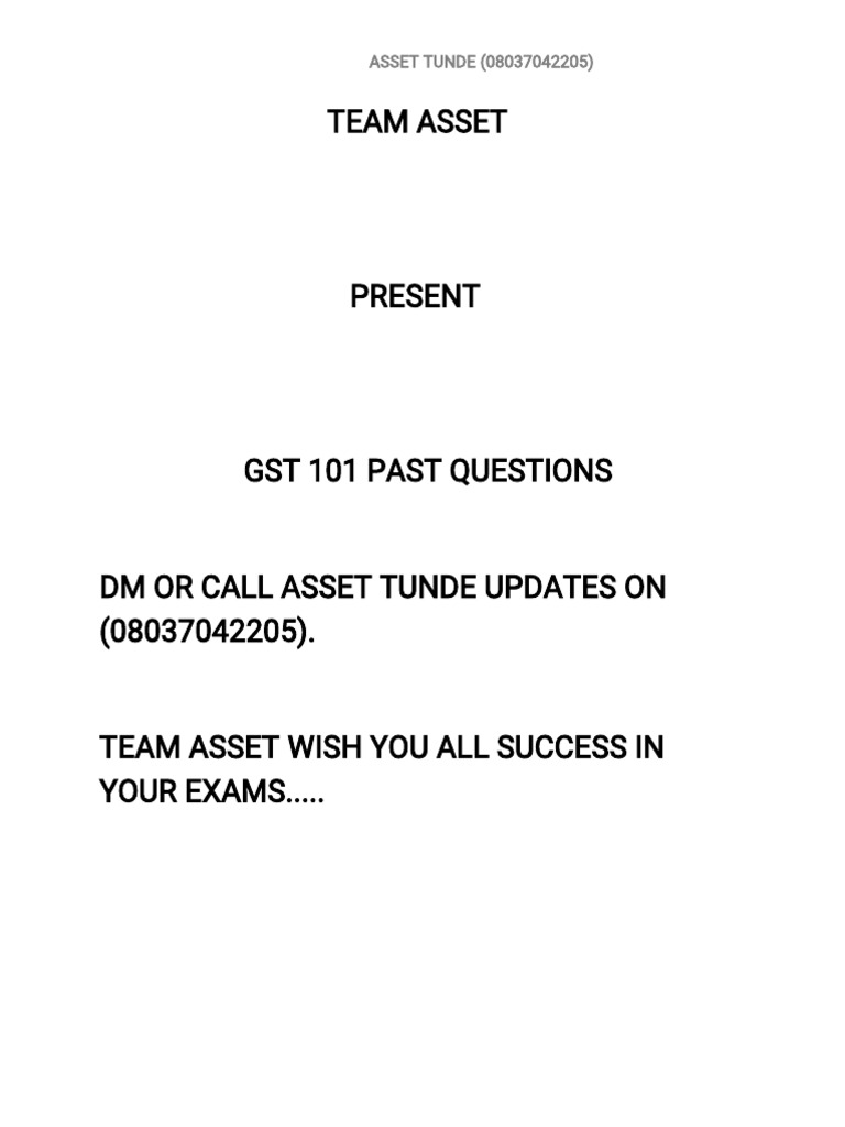 Asset Team GST 101 | PDF