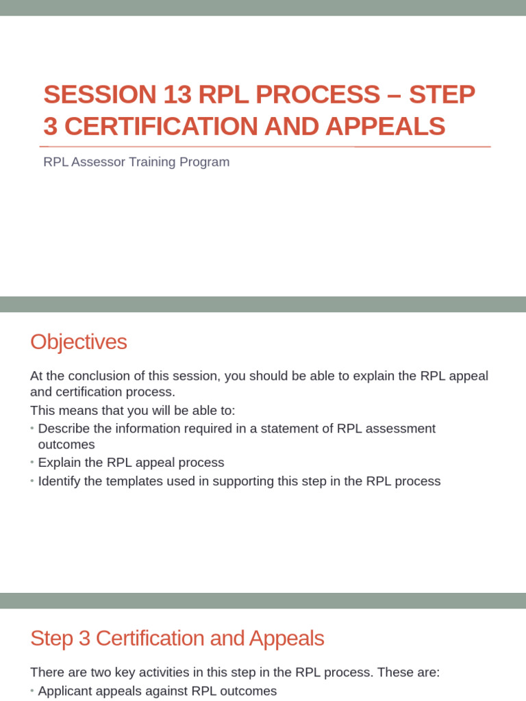 PPT13 RPL Step 3 Certification and appeals | PDF