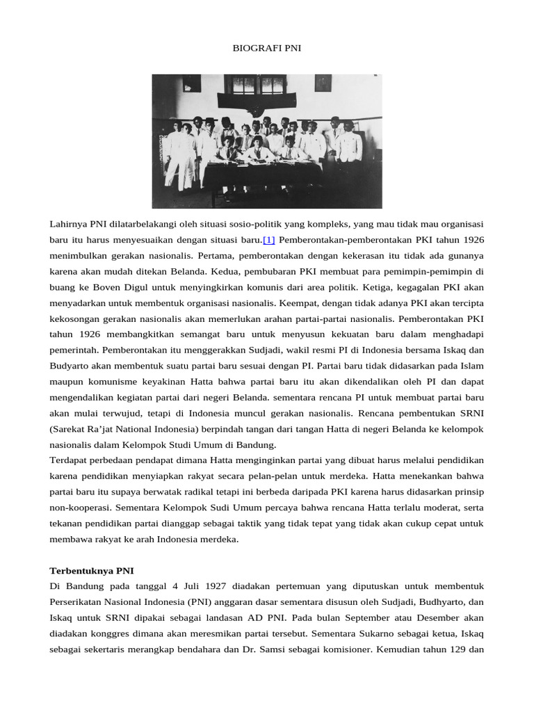 Biografi PNI 2 Dan P3I Beserta Gambar 25 Agustus 2017 | PDF