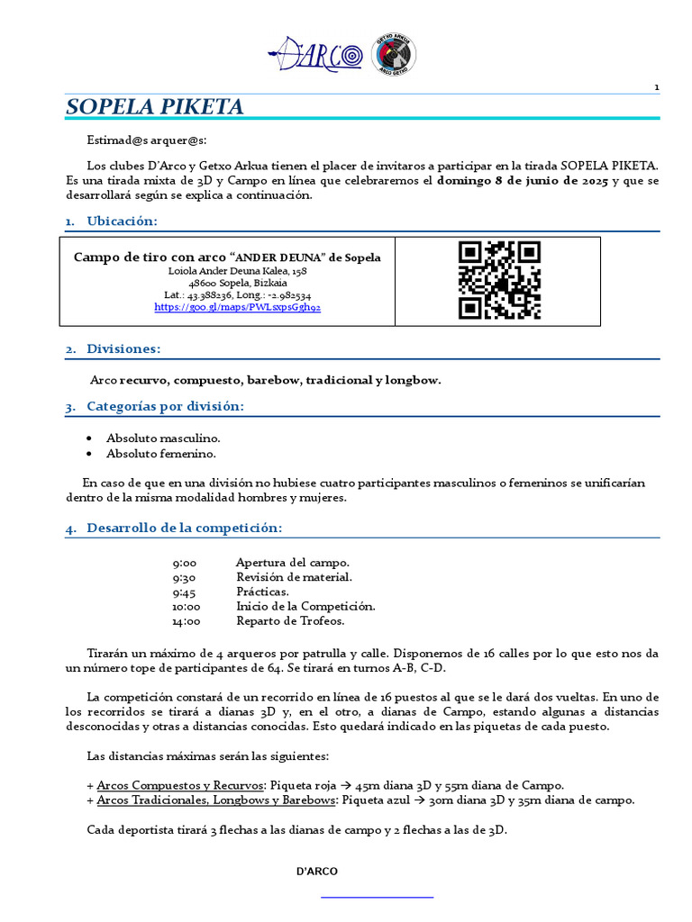 Convocatoria Sopela Piketa 2025 | PDF | Tiro al arco | Scoutcraft