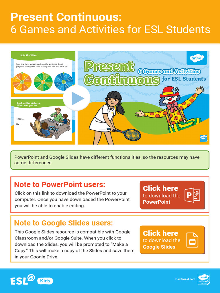 T 1676029543 Present Continuous Games and Activities Kids A2 b1 - Ver ...