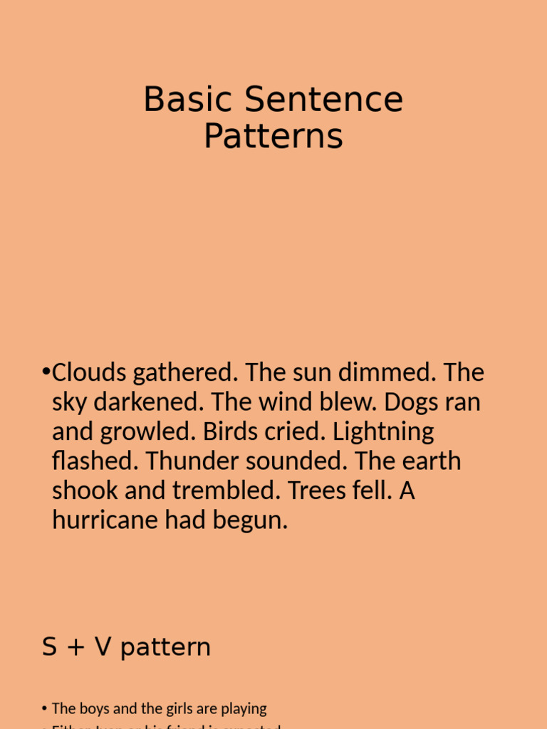 Basic Sentence Patterns | PDF | Verb | Subject (Grammar)