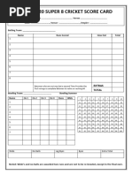Cricket Score Sheet Template | PDF