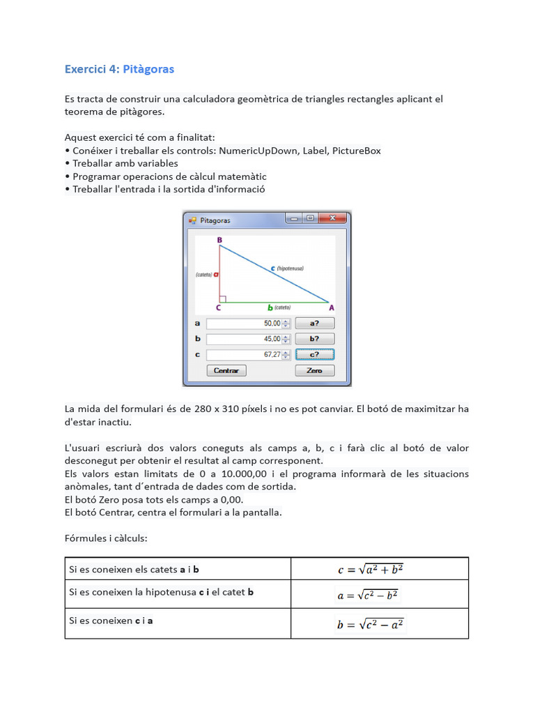 Exercici 4 - Pitàgoras | PDF