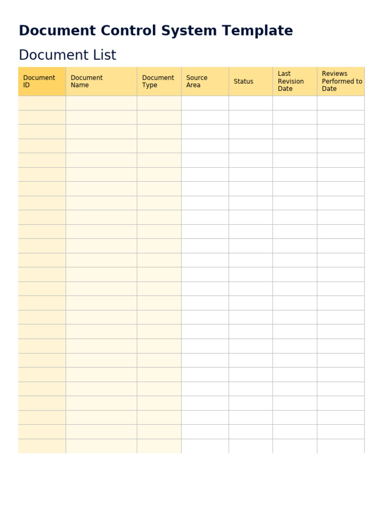 Document Control System Template | PDF