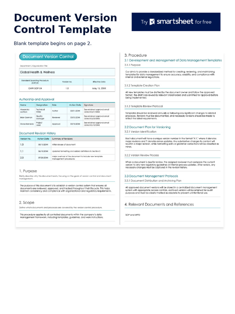 Document Version Control Template | PDF