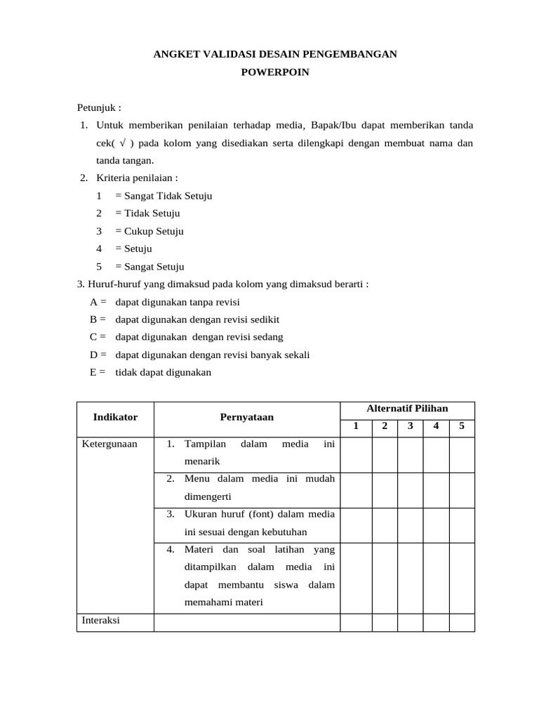 ANGKET VALIDASI SISTEM KOMPUTER | PDF