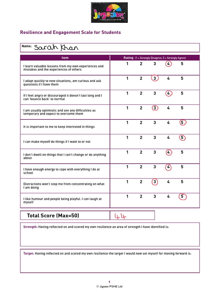 Student Resilience Engagement Scale | PDF | Psychological Resilience ...