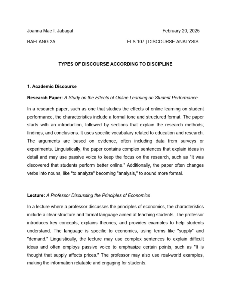 Types of Discourse (1) - 050720 | PDF | Linguistics | Lecture