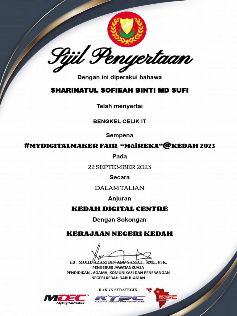 Sijil Maireka Digital Fair | PDF