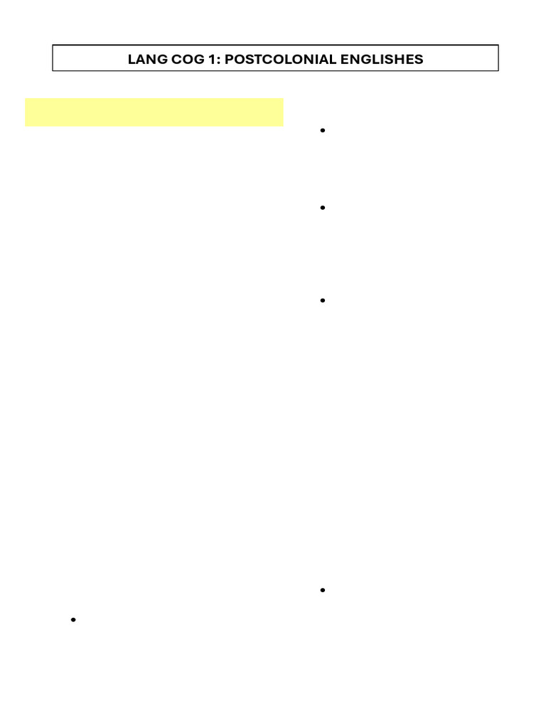 A5 Lang Cog 1 Postcolonial Englishes REVIEWER | PDF | English Language ...