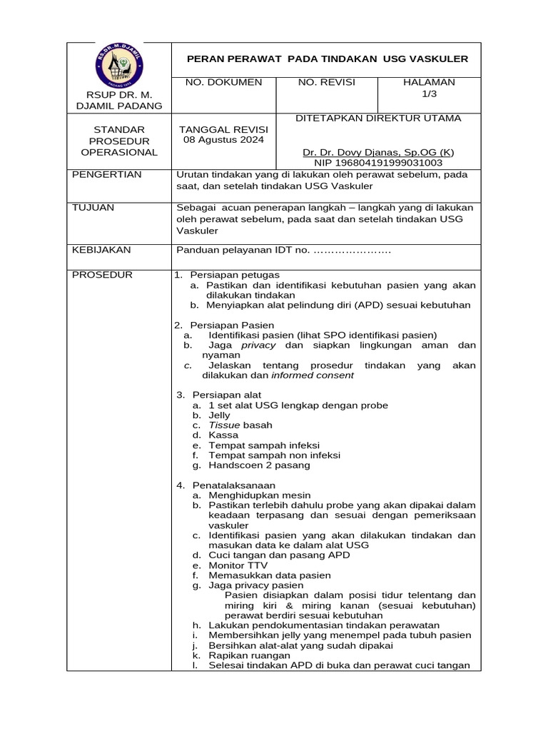 Peran Perawat Pada Tindakan Usg Vaskuler OK | PDF