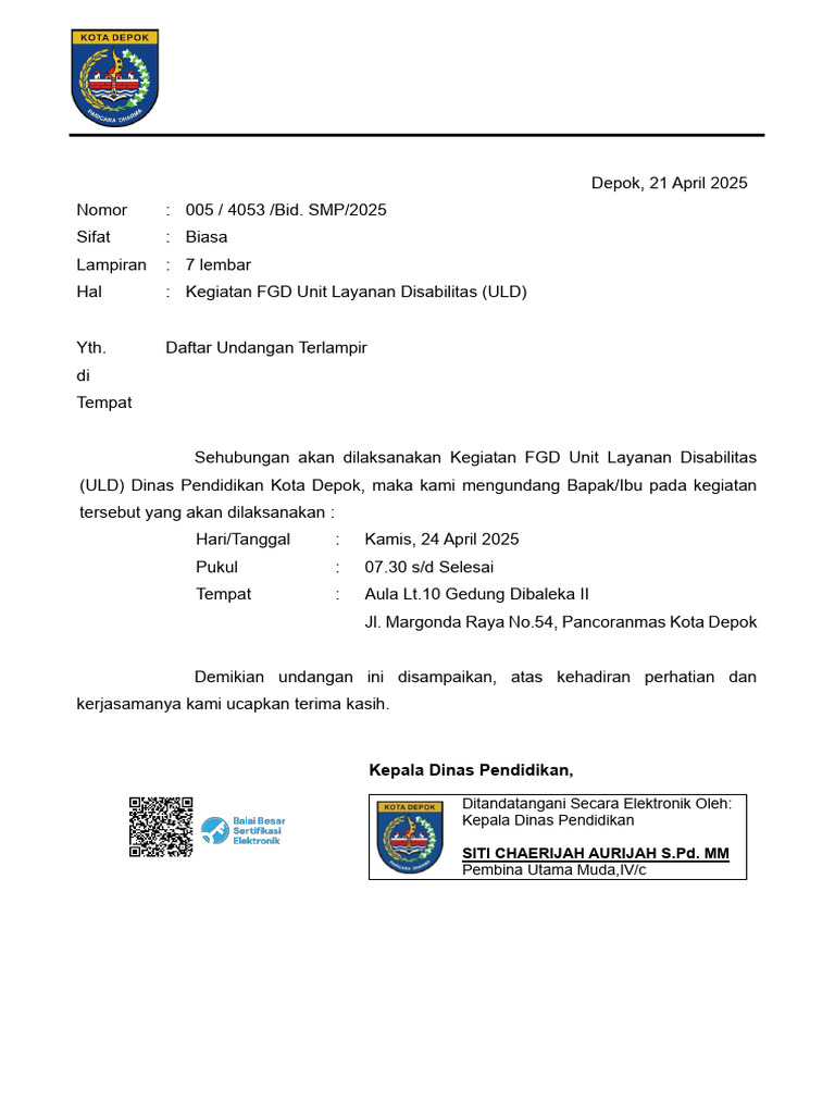 Undangan - FGD ULD Sekolah | PDF