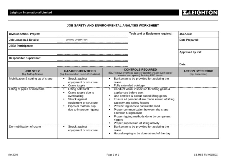 Lil-Jsea-Lifting Operation | PDF | Crane (Machine) | Safety