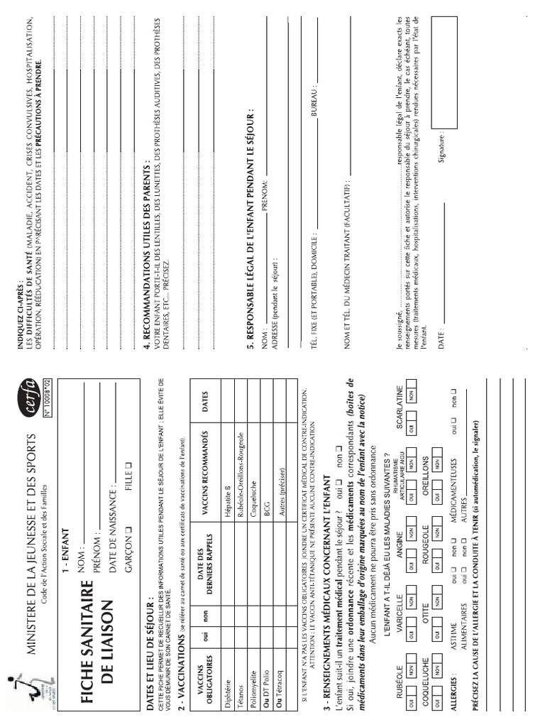 Fiche Sanitaire | PDF