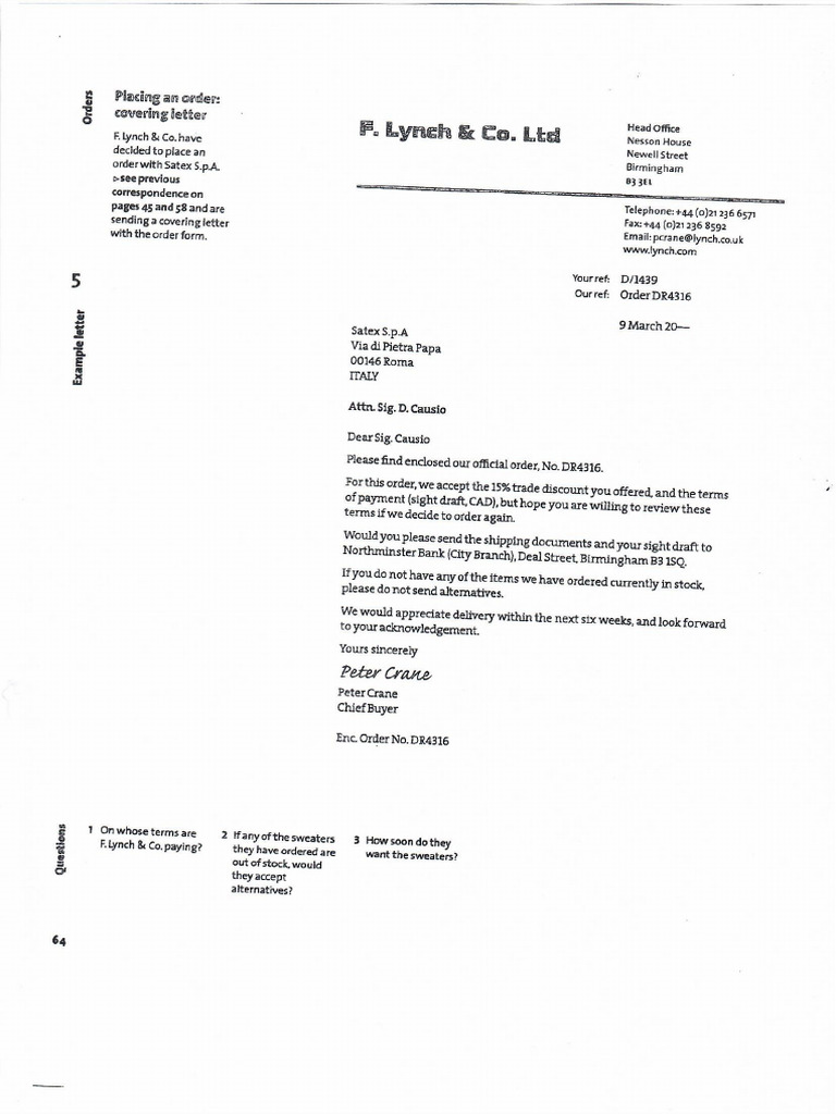 Scan Orders Letter | PDF