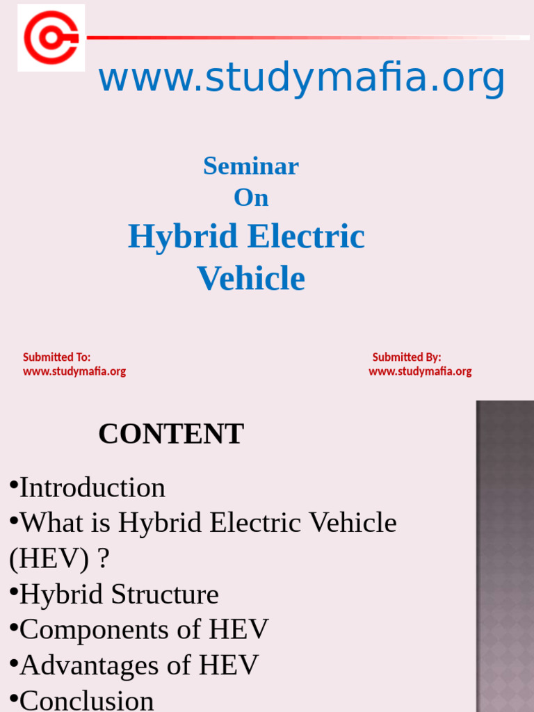 Seminar on Hybrid Electric Vehicles | PDF | Hybrid Vehicle | Electric ...