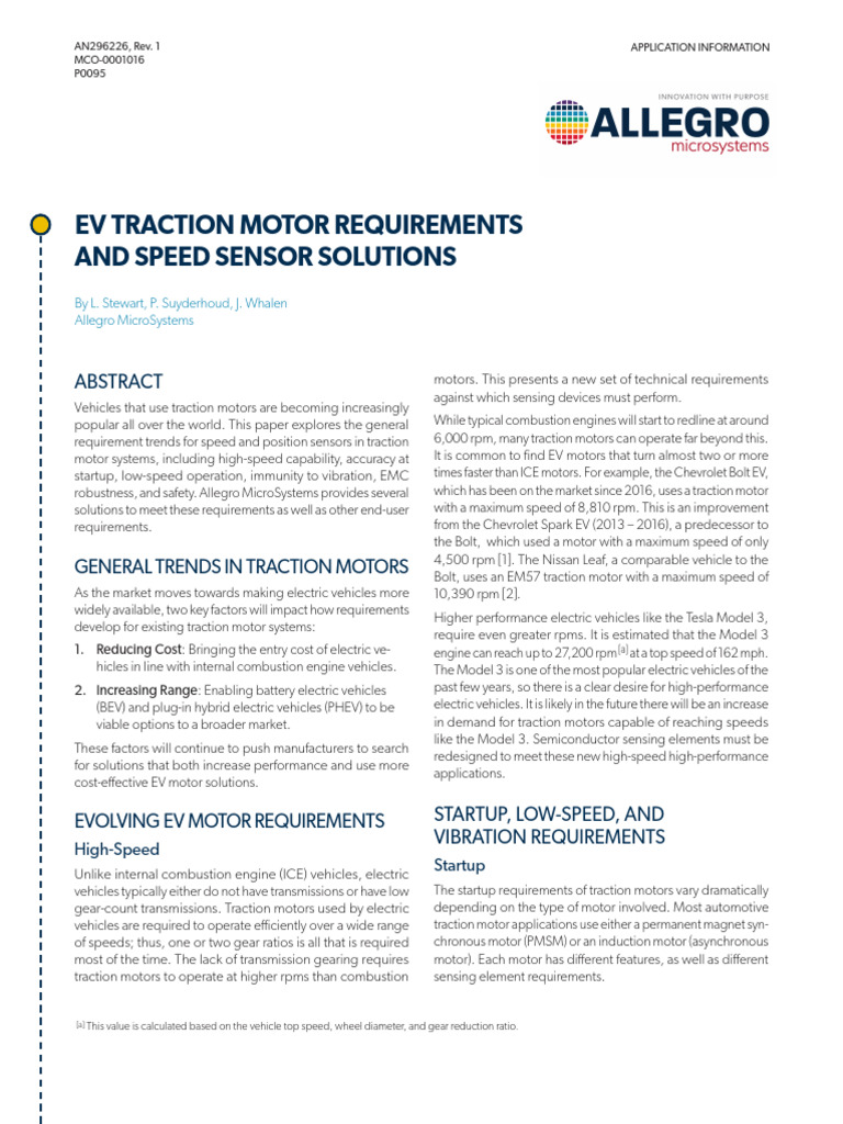 EV Traction Motor Sensor Solutions | PDF | Electric Motor | Electric ...