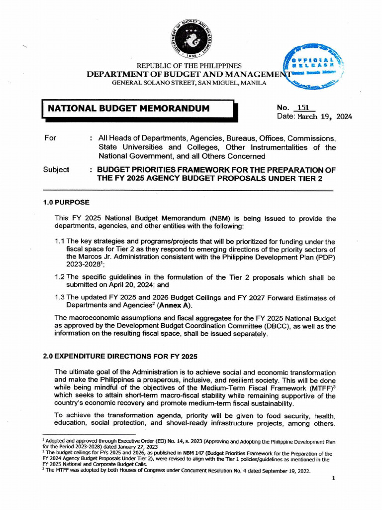 FY 2025 National Budget Guidelines | PDF | Infrastructure | Climate ...