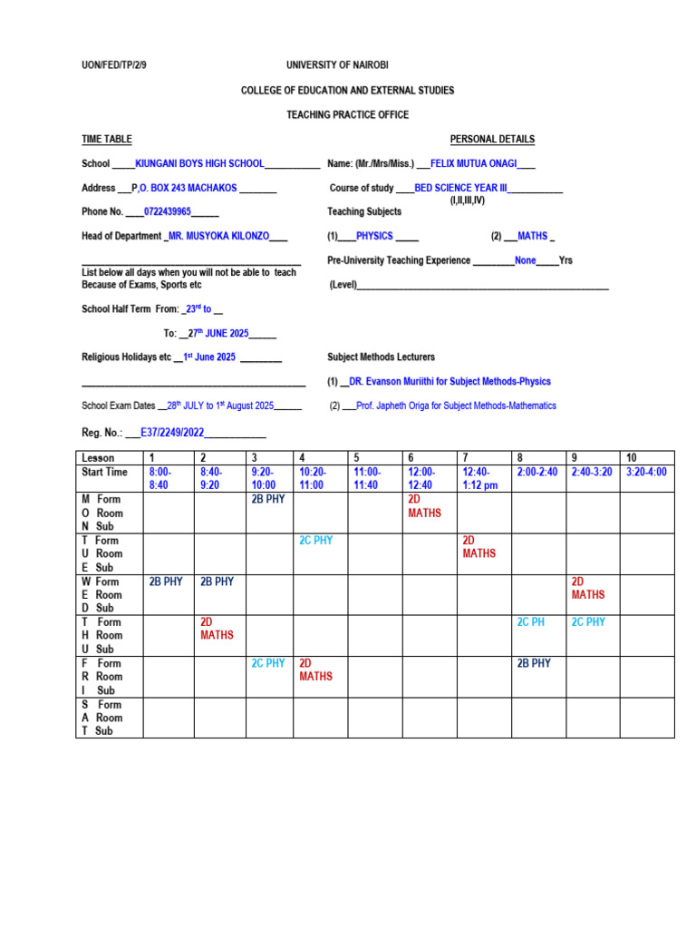 Sample Time Table Expected | PDF