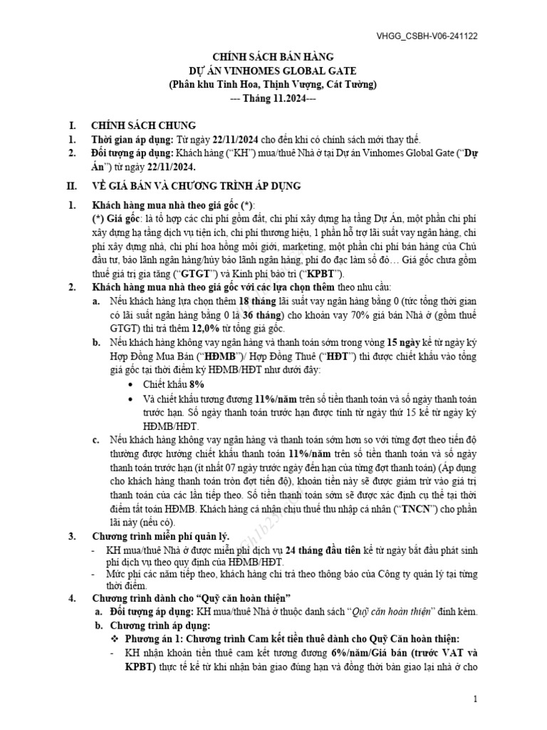 VHGG CSBH CĐT V06 KH | PDF