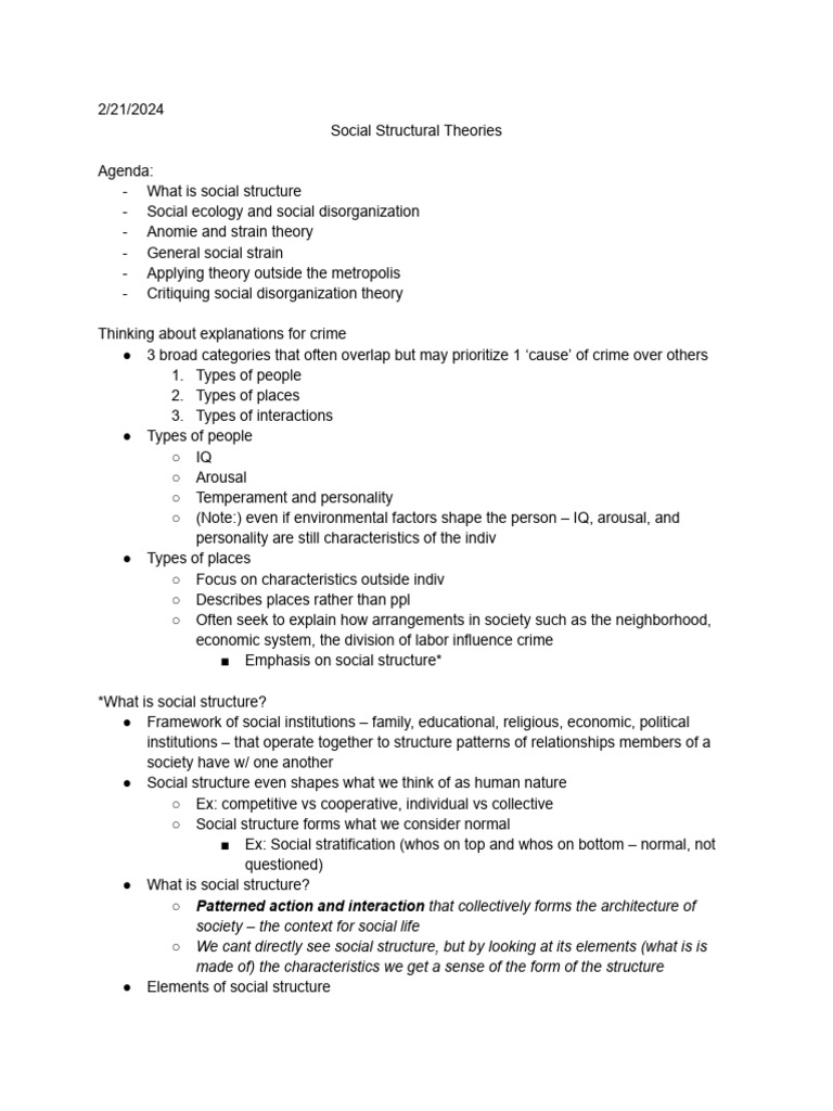 Understanding Social Structural Theories | PDF | Behavioural Sciences ...