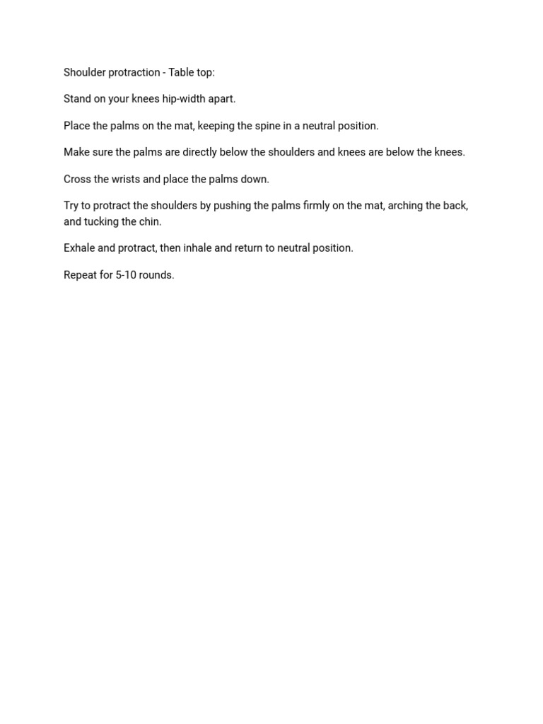 Shoulder Protraction Exercise Guide | PDF
