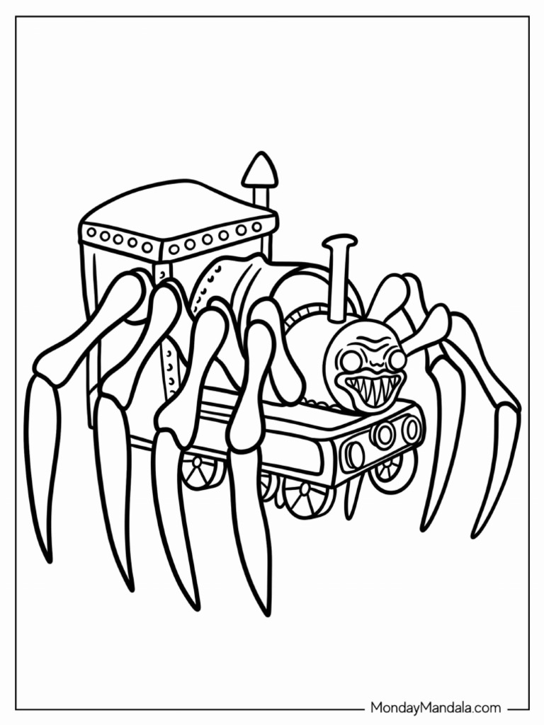 Easy Choo Choo Charles Coloring Page For Kids | PDF