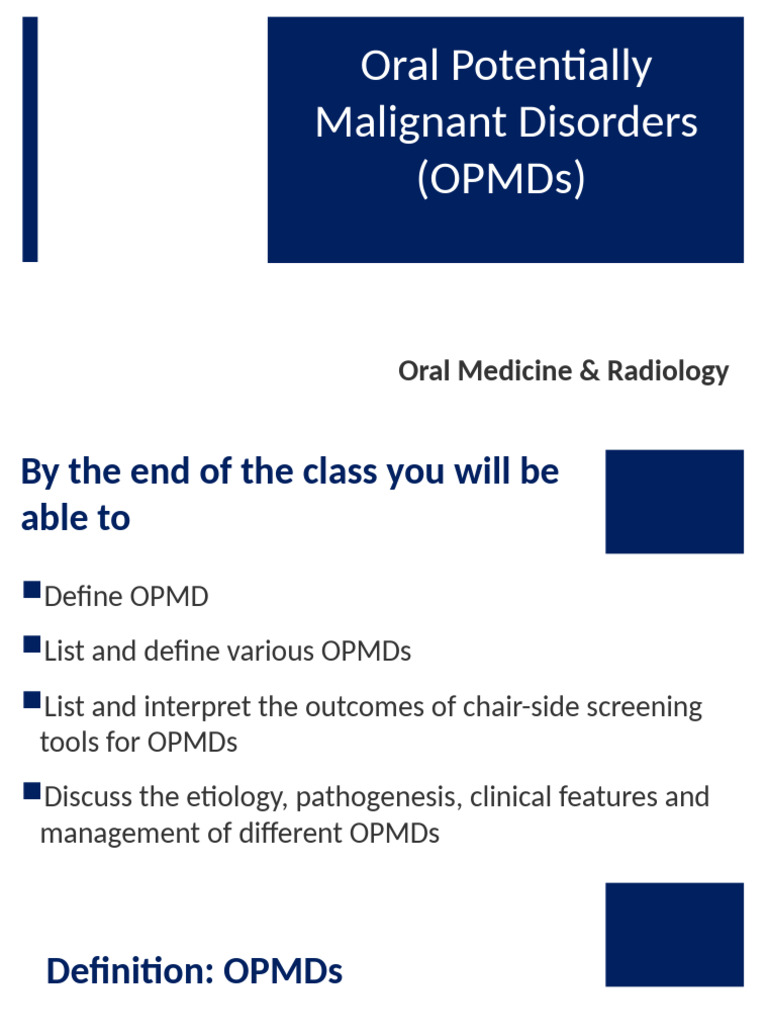 Understanding Oral Potentially Malignant Disorders | PDF | Medical ...