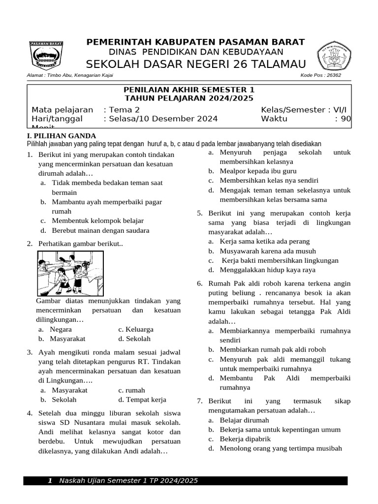 Soal Tema 2 Semester 1 | PDF