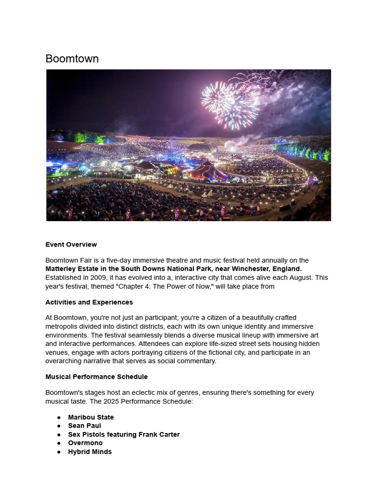 Boomtown Fair 2025: Hydro & Lions Gate | PDF
